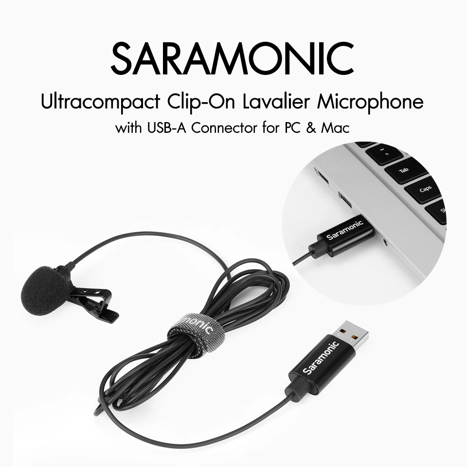 Ultracompact Clip-On Lavalier Microphone with USB-A Connector for PC ...