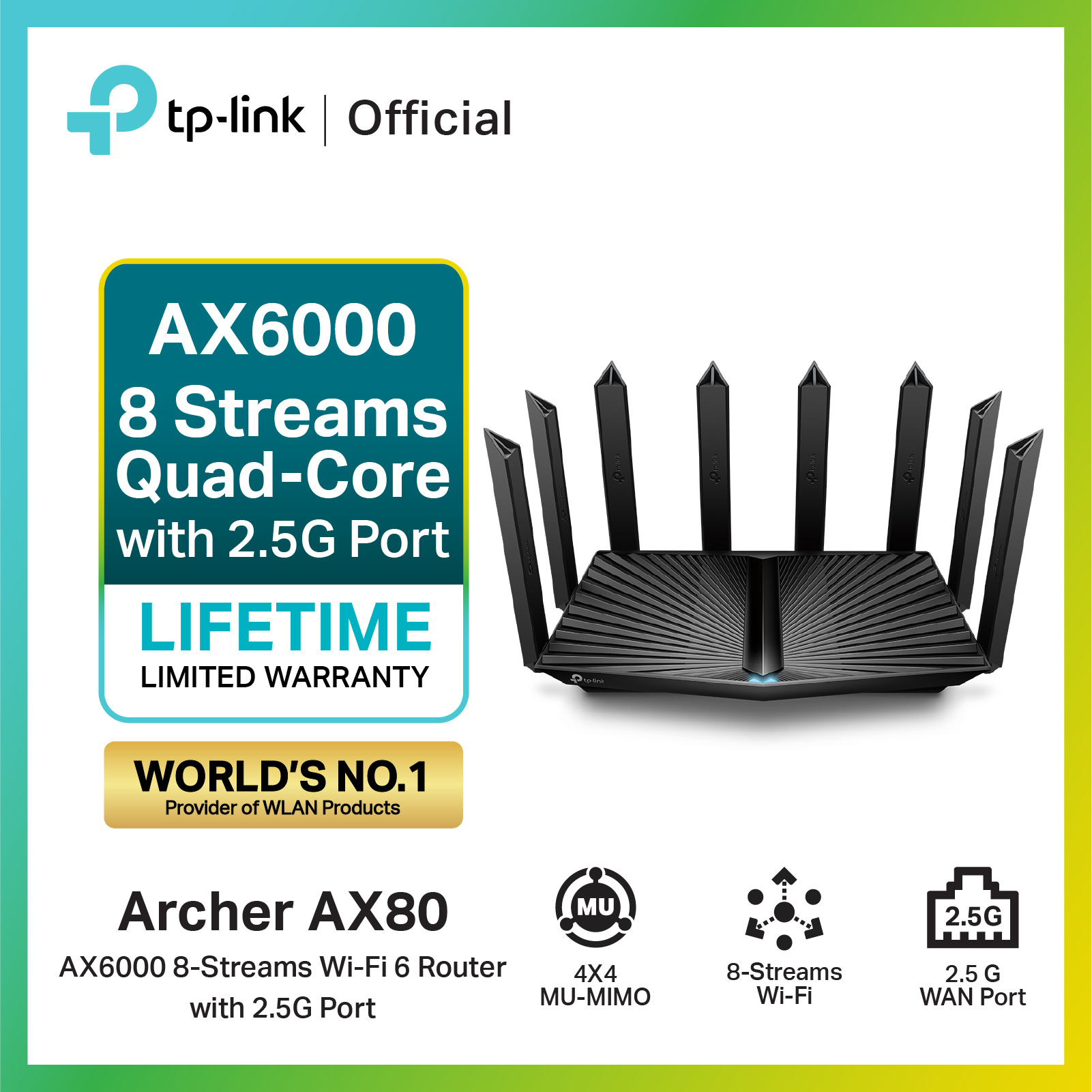 TP-Link Archer AX80 AX6000 8-Stream Wi-Fi 6 Router with 2.5G Port - TP-Link - ThaiPick