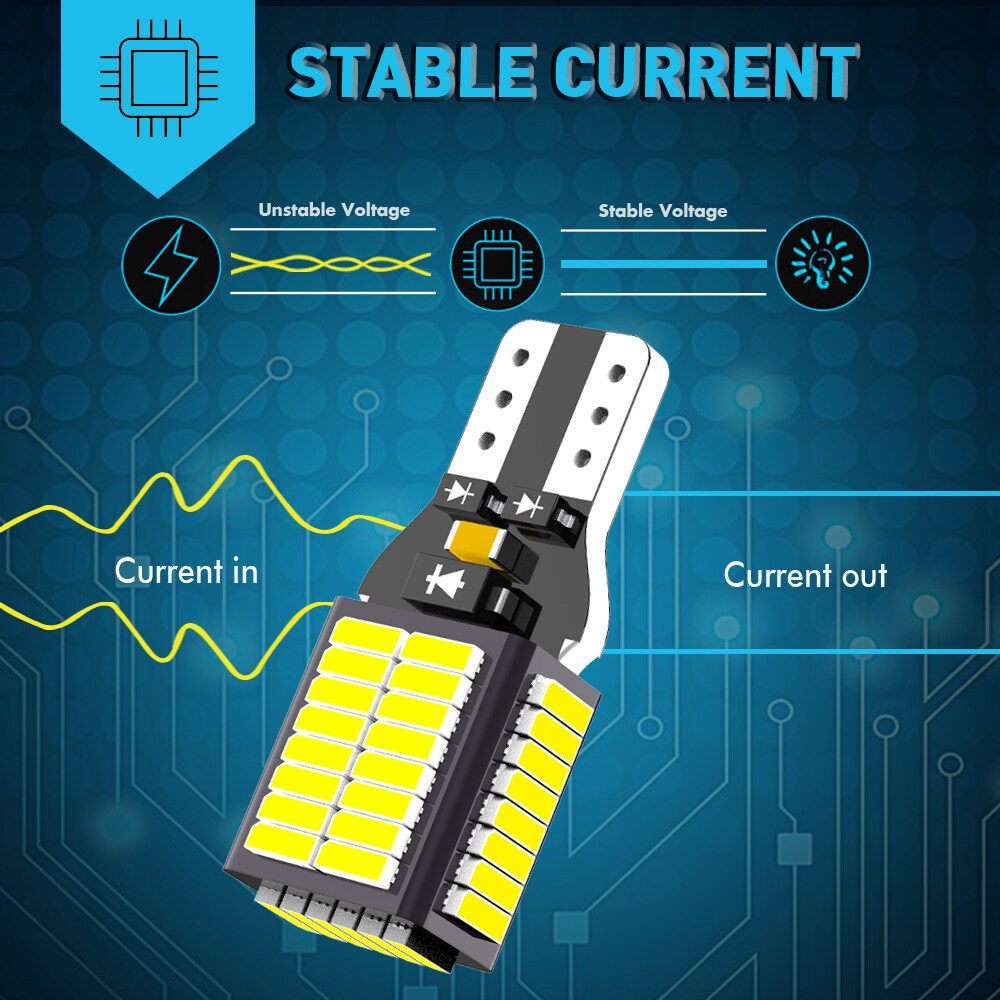 ANMINGPU 2ชิ้น T15 W16W 1600Lm LED Canbus หลอดไฟ LED สำรองไฟท้ายรถยนต์ ...