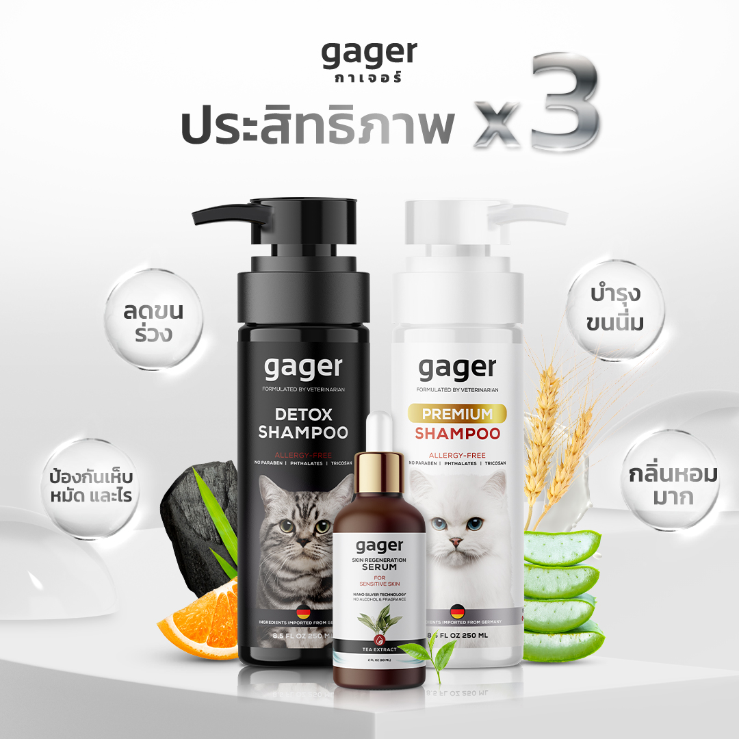 (500ml.)Gager แพ็คคู่ สูตรDetoxสูตรบำรุงขนนิ่ม แชมพูอาบน้ำสุนัขหมา ลดขน ...