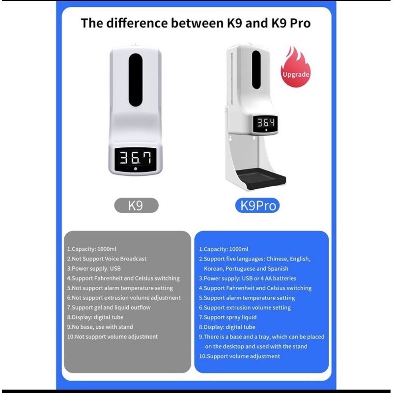 K9Pro เครื่องวัดอุณหภูมิร่างกายเครื่องวัดไข้ เครื่องตรวจอุณหภูมิ พร้อมขาตั้ง2.1 - mimei - ThaiPick