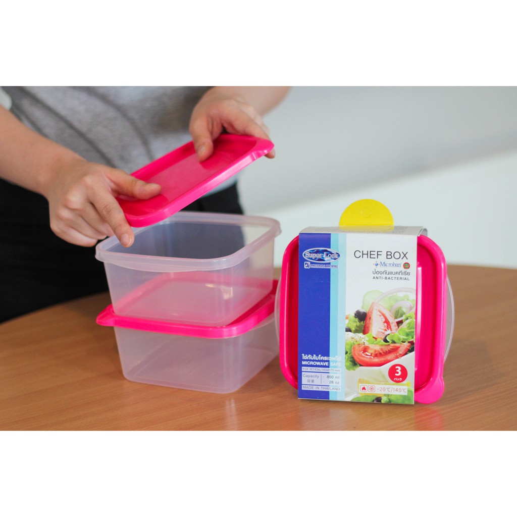 แพ็ก 6 กล่อง 12 ชิ้น Super Lock กล่องใส่อาหาร Chef Box ทรงสี่เหลี่ยม รวม 12 ชิ้น รุ่น 6052 850 ...