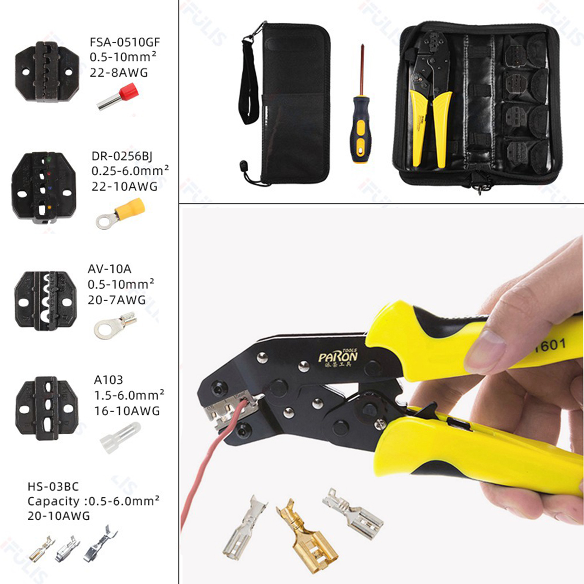 คีมย้ำหางปลา คีมปลอกและตัดสายไฟ คีมหนีบ คีมตัด เครื่องมือช่างไฟ ชุดเครื่องมือจีบลวด เครื่องมือ ...