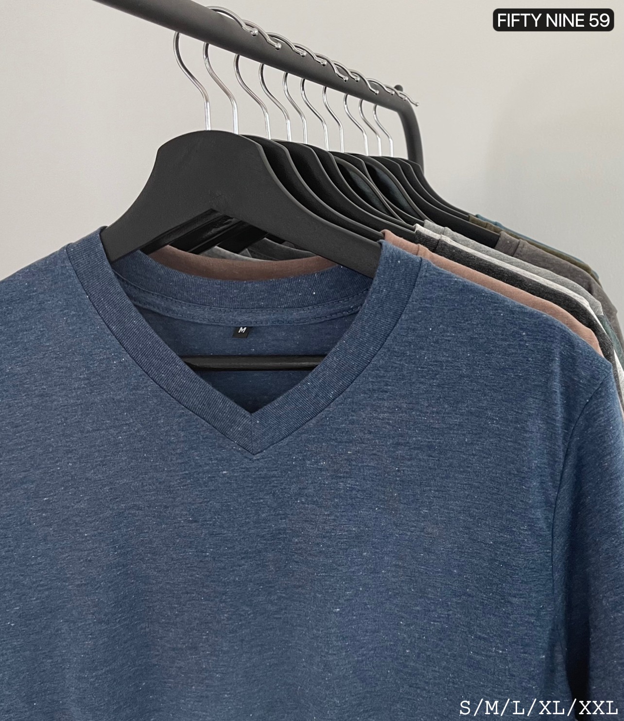 FiFTY NINE เสื้อยืดสีพื้น คอวี แขนสั้น (สีท็อปเทาอ่อน) ผ้านุ่ม ผ้าไม่หด ...