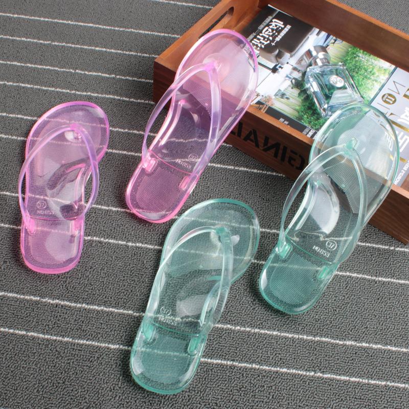 Summer in the word leisure men's and women's crystal clear plastic flat ...