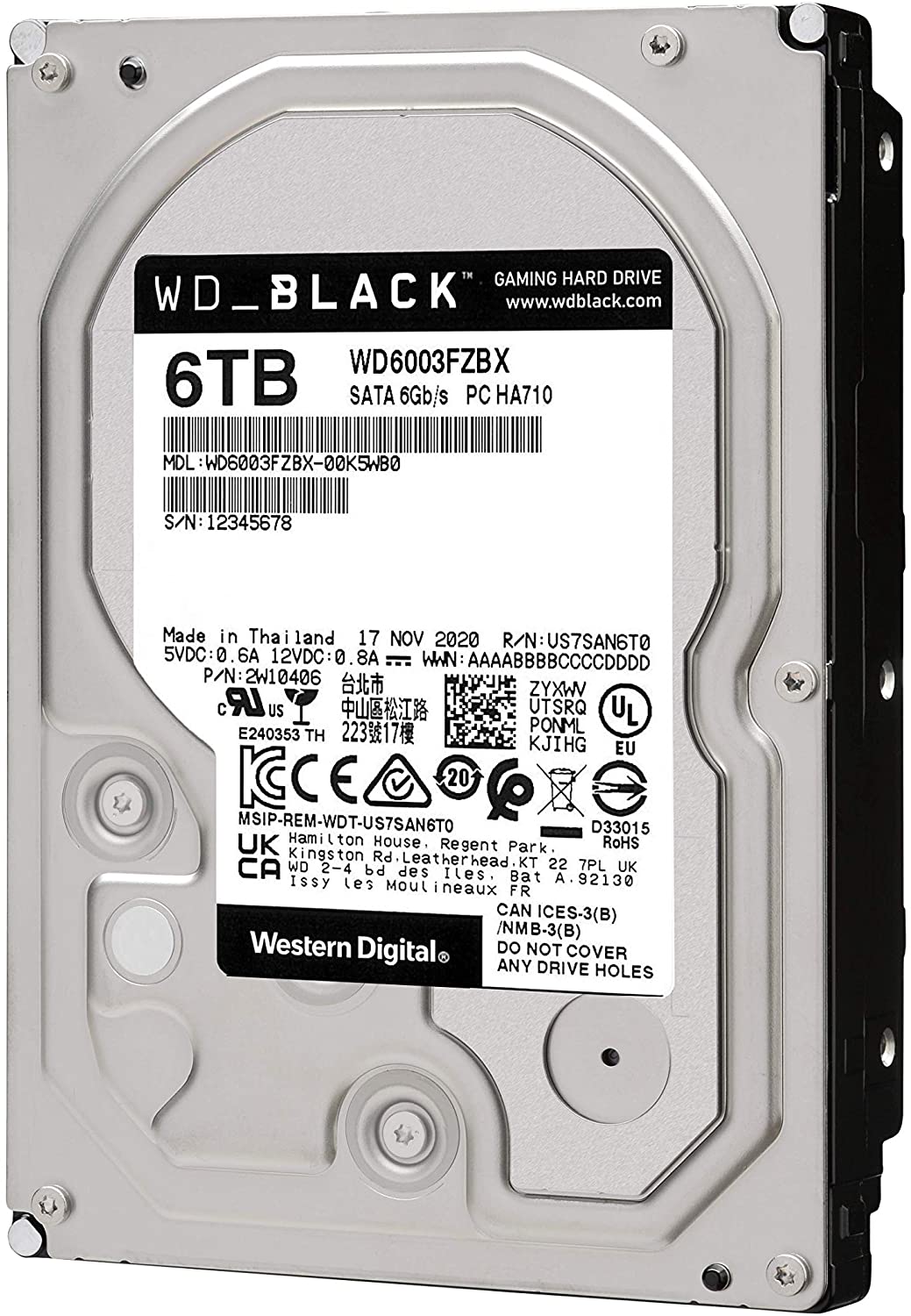 6 TB HDD (ฮาร์ดดิสก์) WD BLACK 3.5" (WD6003FZBX) SATA3 (6Gb/s), 7200RPM ...