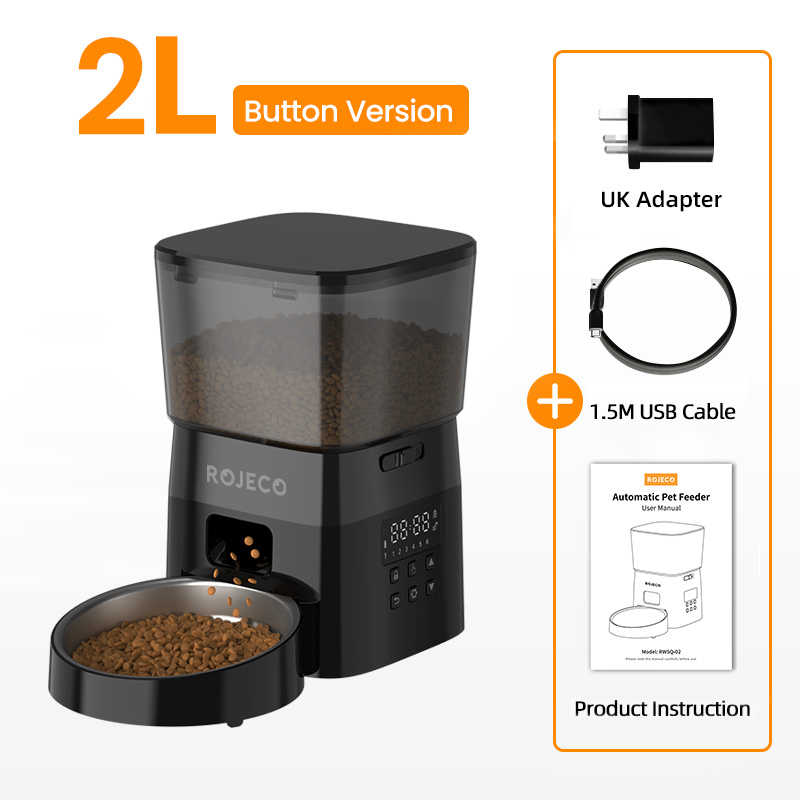 ROJECO Automatic Cat Feeder Pet Smart Cat Food Kibble Dispenser Button ...