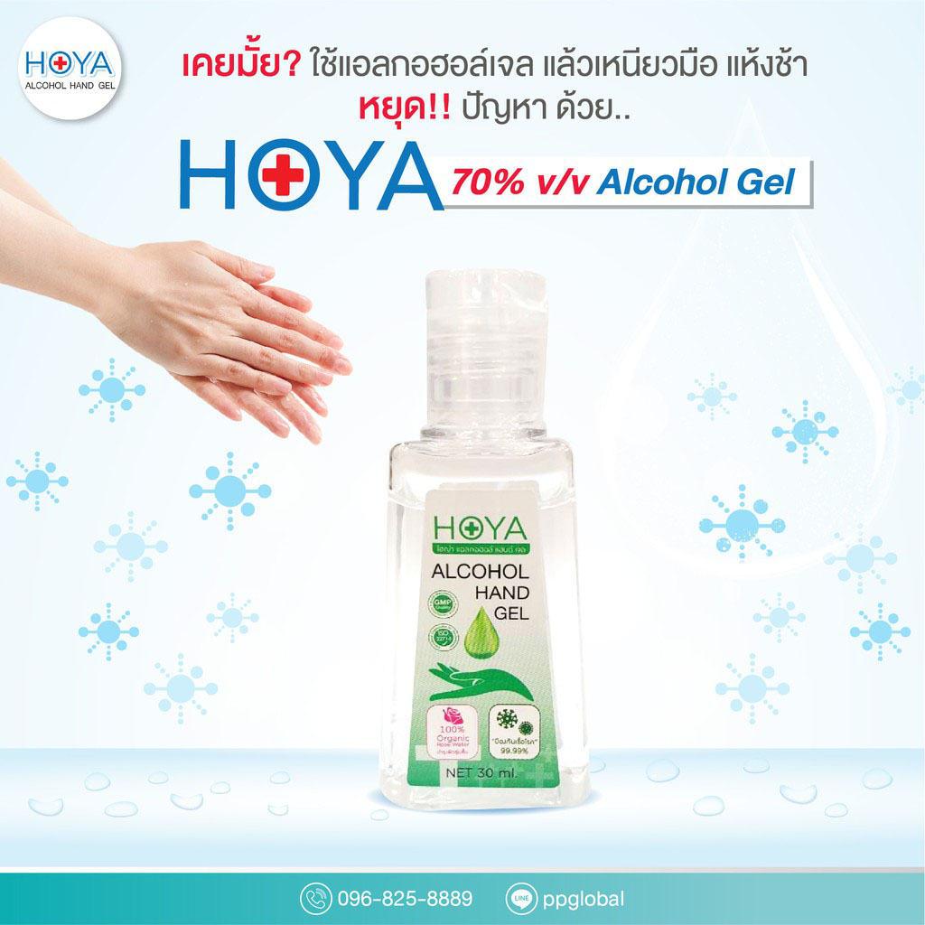 HOYA ALCOHOL HAND GEL( 30 ml ) โฮญ่า เจลแอลกอฮอล์ล้างมือ มาตรฐาน อย ...