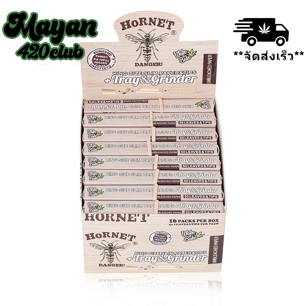 กระดาษโรล HORNET KING SIZE SLIM PAPER & TIPS +Tray & Grinder สำหรับ 1 ...