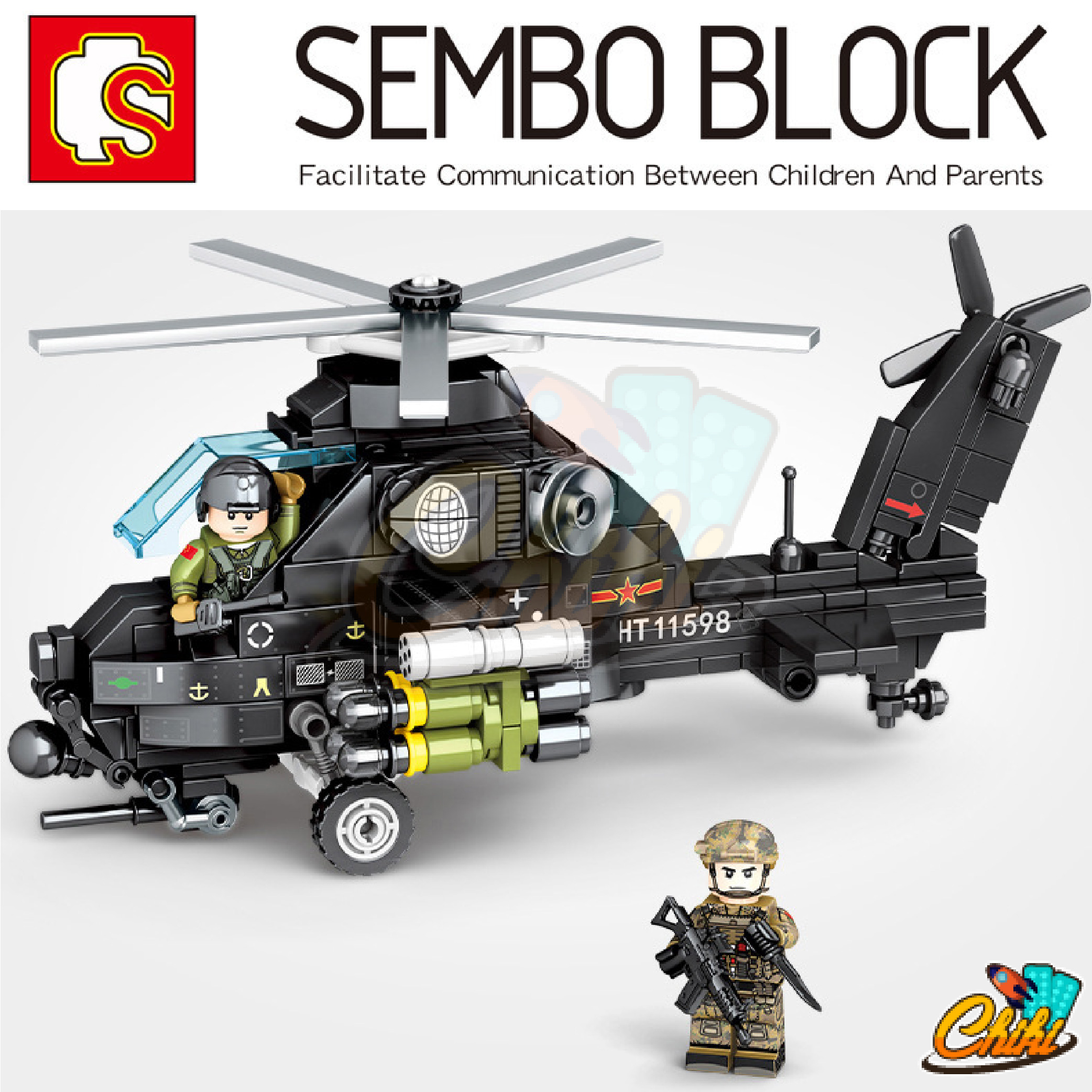 ตัวต่อ Sembo Block เฮลิคอปเตอร์ Z-10 ATTACK HELICOPTER SD202122 จำนวน ...