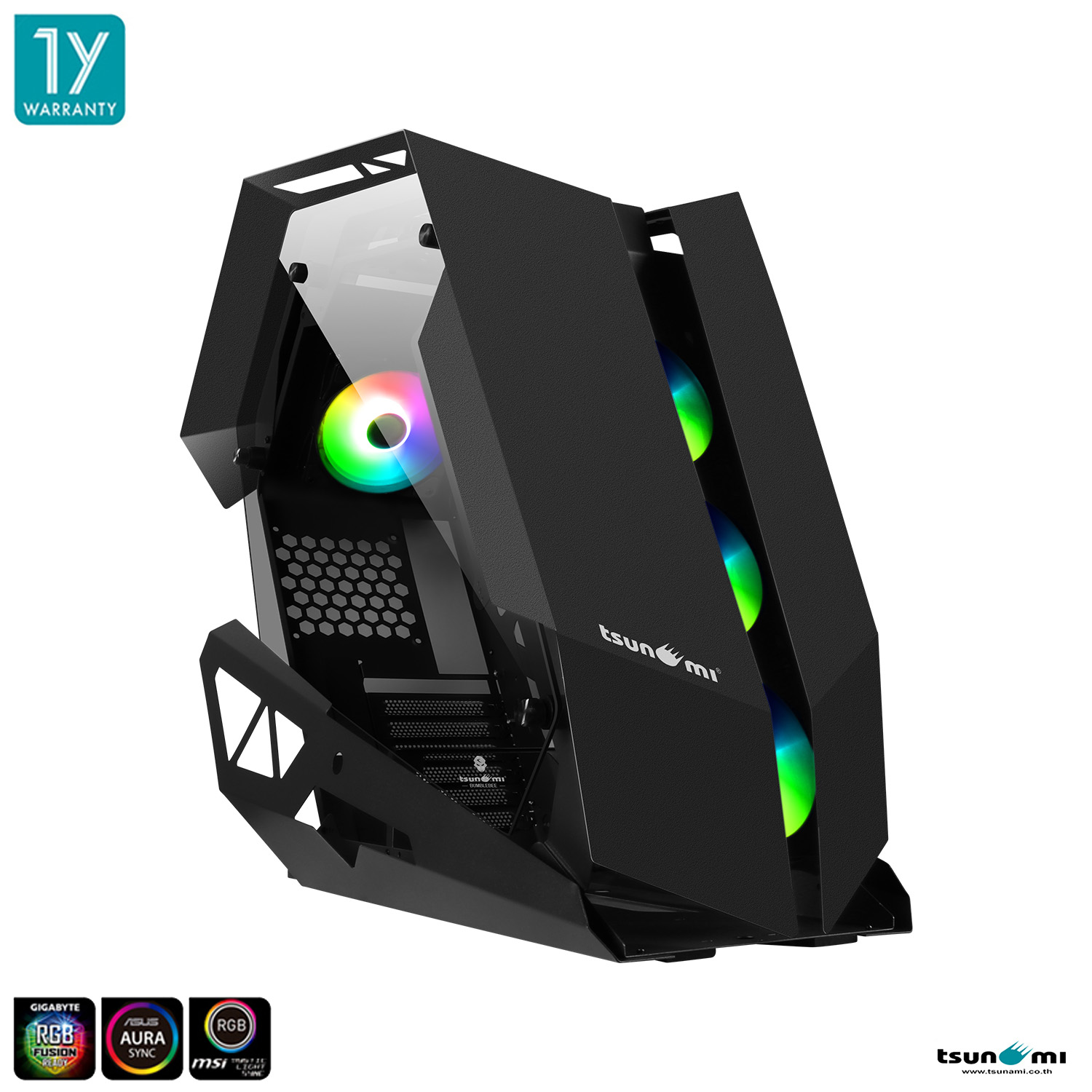 (ลด ล้าง สต๊อก) เคสคอมพิวเตอร์ Tsunami BumbleBee ARGB ATX Tempered ...