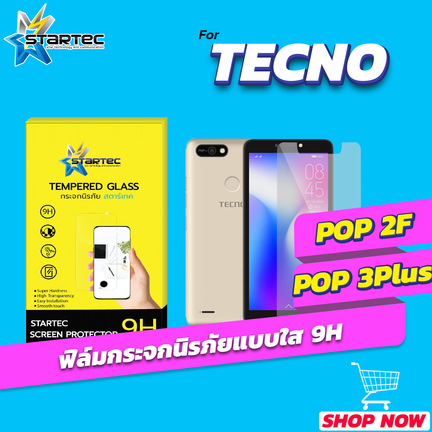 ฟิล์มกระจก TECNO Pop 2F Pop 3plus Pop4 Spark5air แบรนด์ STARTEC - Me ...