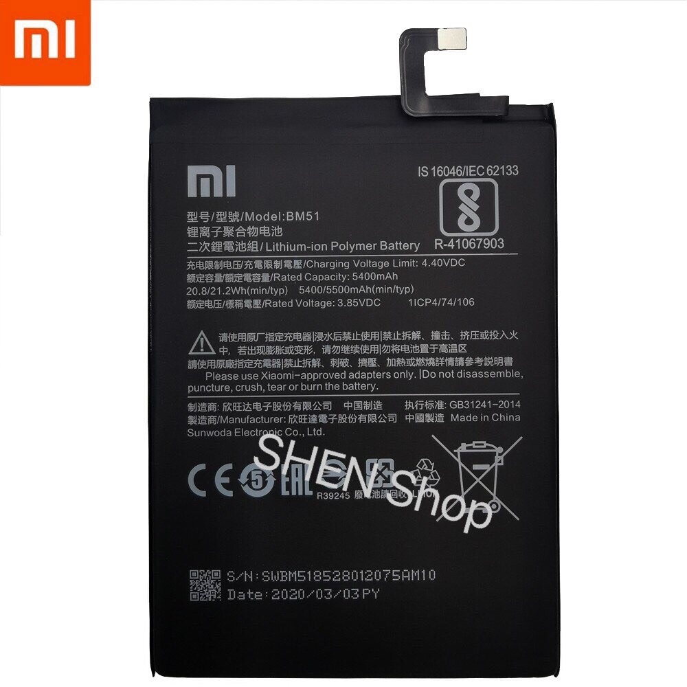 แบตเตอรี่ Xiaomi mi Max3 Max 3 BM51 แบต Xiaomi mi Max 3 battery BM51 ...