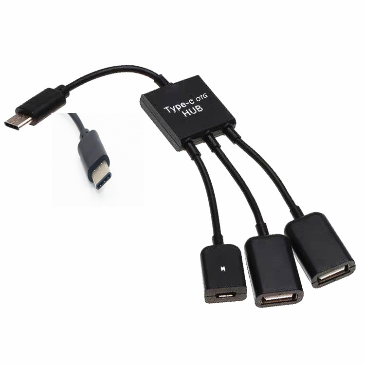 Type C OTG hub แบบมีไฟเลี้ยงด้วย Type C Cable 3 in 1 USB C Type C OTG ...