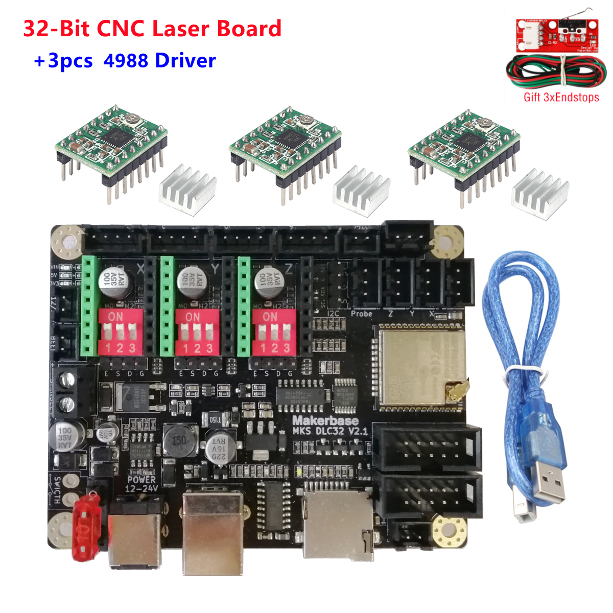 grbl 32 bit CNC shield controller ESP32 WIFI MKS DLC32 V2.1 offline control board TS24 ...