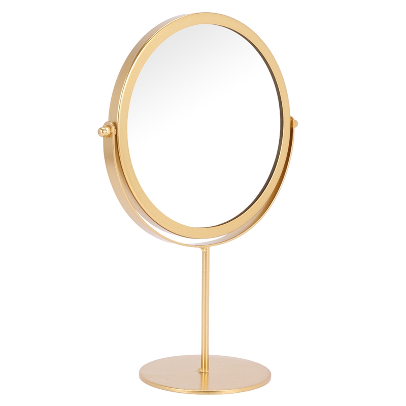 Standing Portable Metal Makeup Mirror Round Shape Desktop Vanity Mirror ...