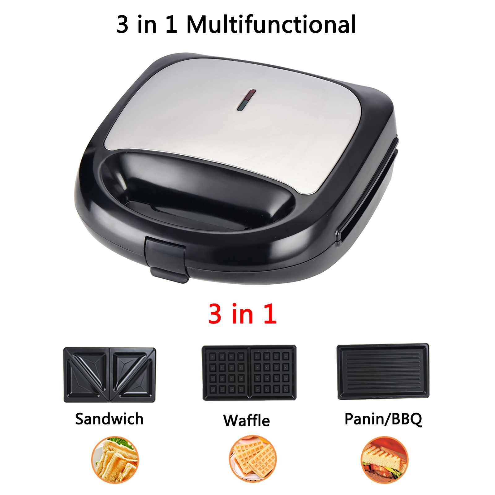 3 in 1 Electric Waffle Maker Belgian Sandwich Cake Maker Bread Oven ...