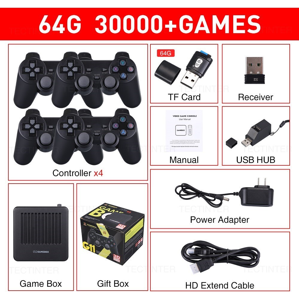 G11 Portable TV Game Box Retro Video Game Console 4K HD 128G Built In ...