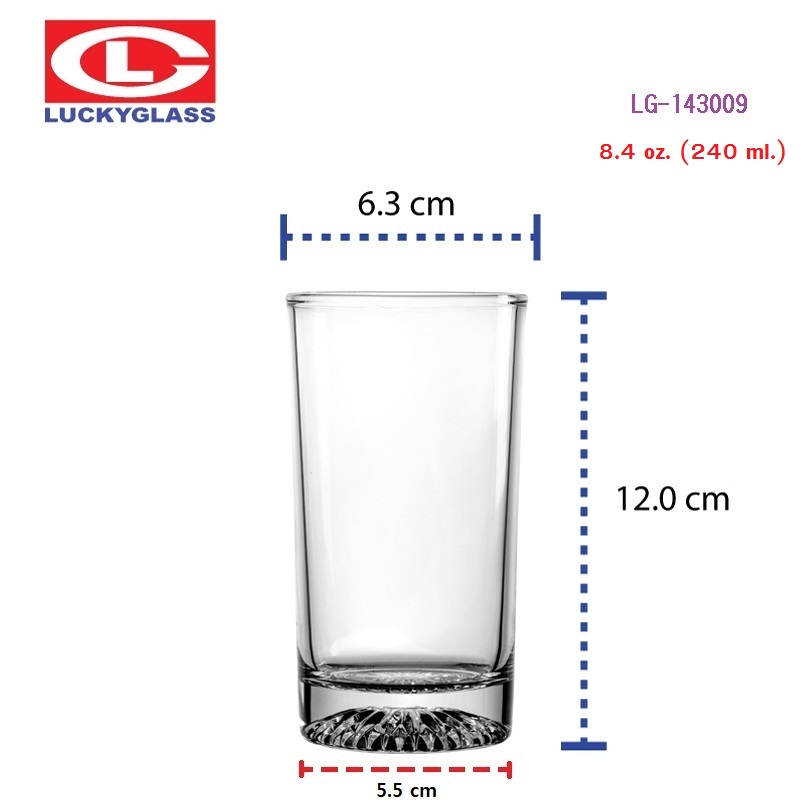แก้วน้ำ LUCKY รุ่น LG-143009 Classic-Diamond Tumbler 8.4 oz. 6 ใบ-ประกันแตก แก้วใส ถ้วยแก้ว แก้ว ...