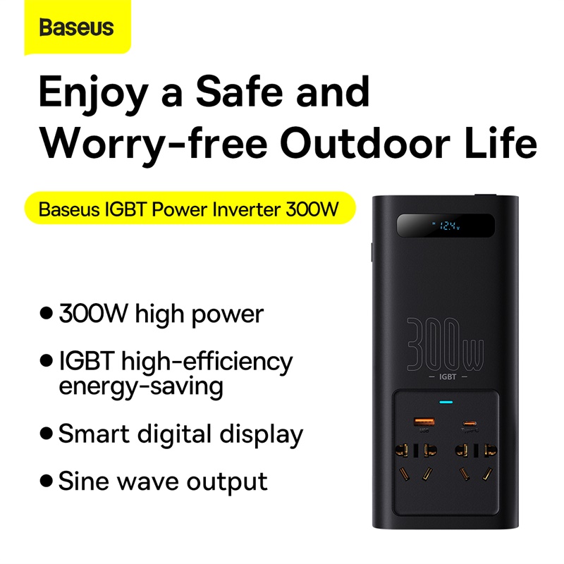 Baseus Official Store 300W Car Inverter DC 12V to AC 220V Digital ...