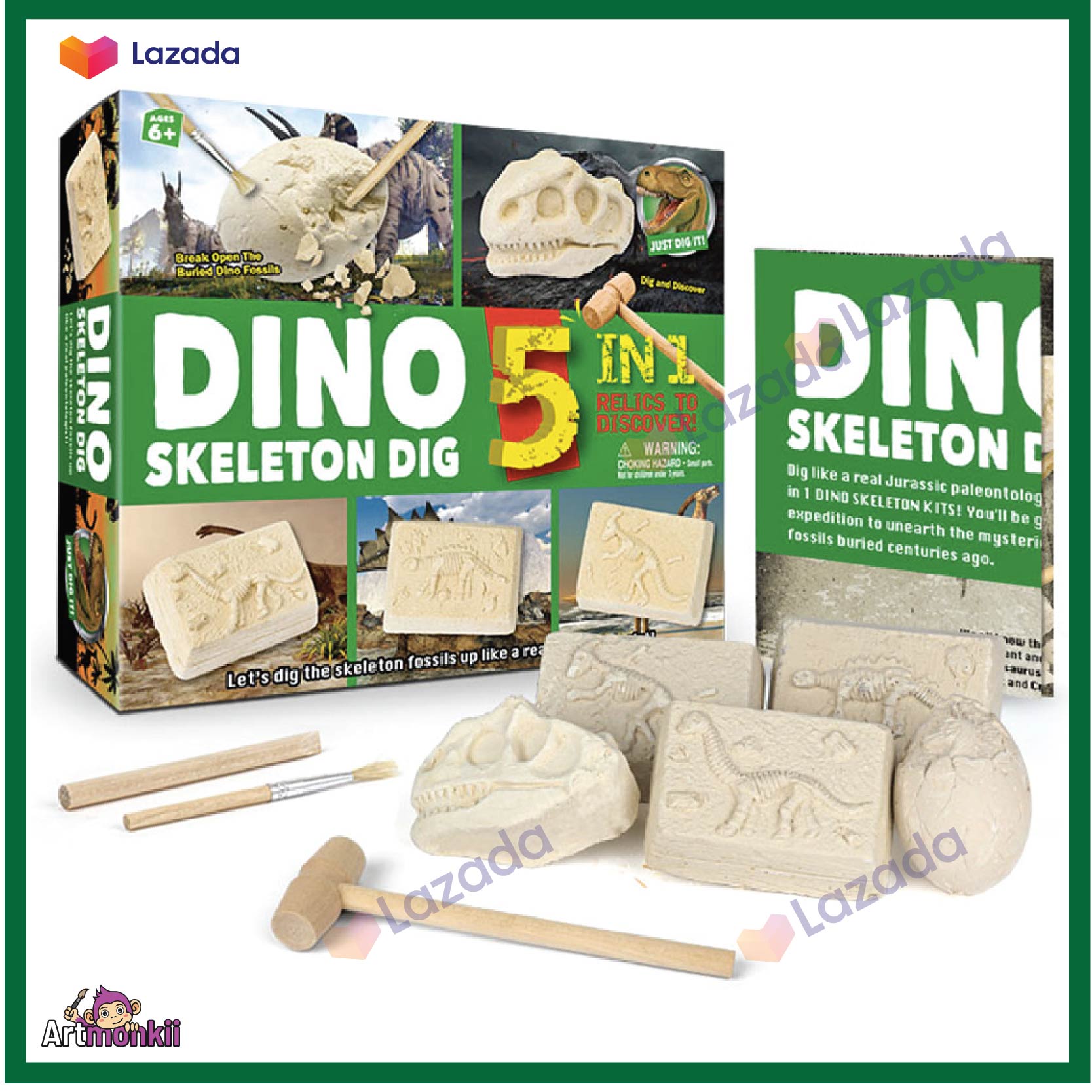 Dinosaur Dig Fossil, 5in1 Excavation Kit, Archaeology, Stem kit ...