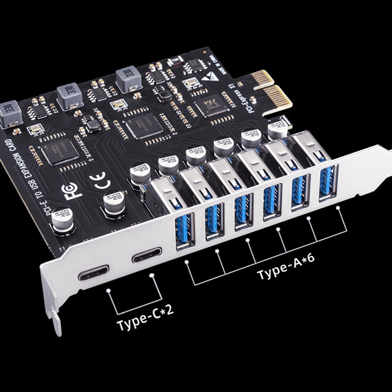 USB 3.2 and Type C PCI-E Expansion Card PCIE to USB Controller 6Port ...