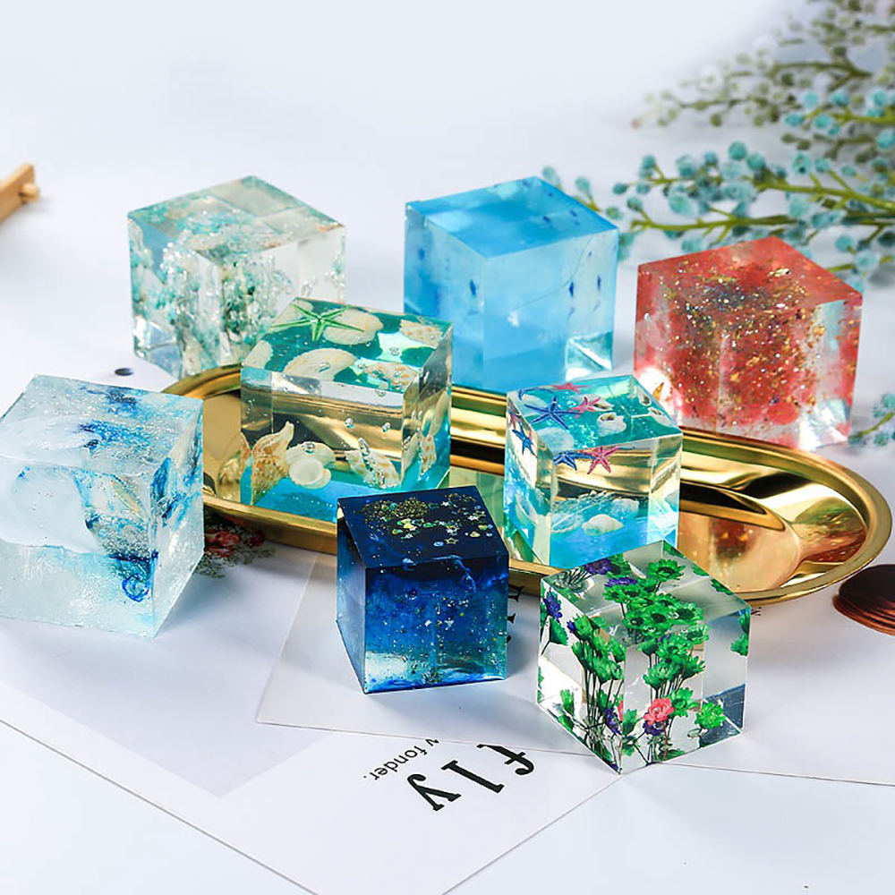 ★COD&Ready Stock★Transparent Pendant Crystal DIY Craft Cube Molds ...