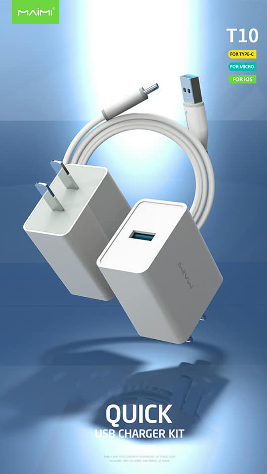 Maimi T10 (ชาร์จเร็ว 3A) หัวชาร์จ + สายชาร์จ สำหรับ Micro Type-C สำหรับชาร์จโทรศัพท์มือถือ ชาร์จ ...