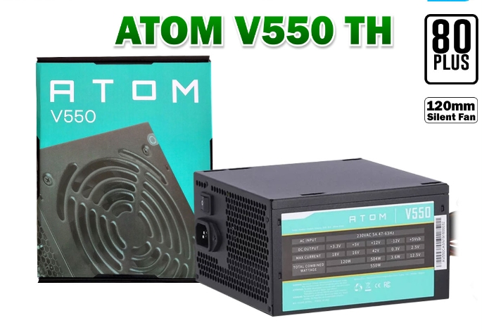 POWER SUPPLY (อุปกรณ์จ่ายไฟ) ANTEC ATOM V550 550W ประกัน 3ปีของแท้ ...