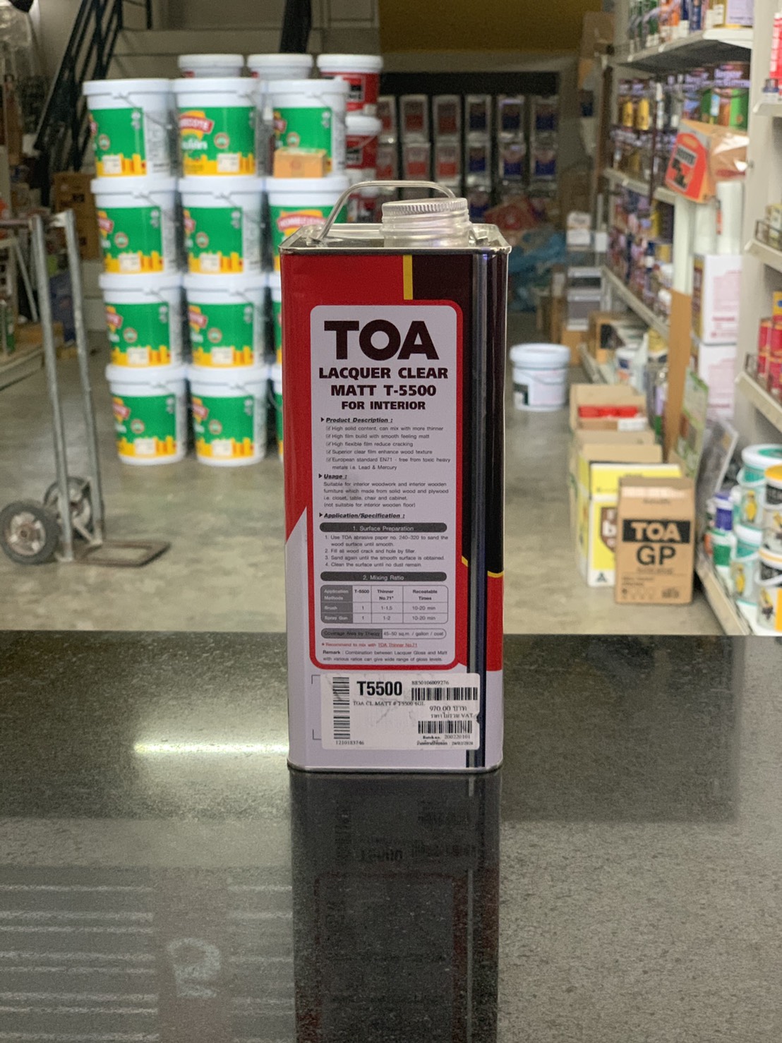 แลคเกอร์ด้าน TOA (ส่งฟรี) สำหรับภายใน LACQUER CLEAR MATT T-5500 (ขนาด 0.946 3.75 ลิตร ...