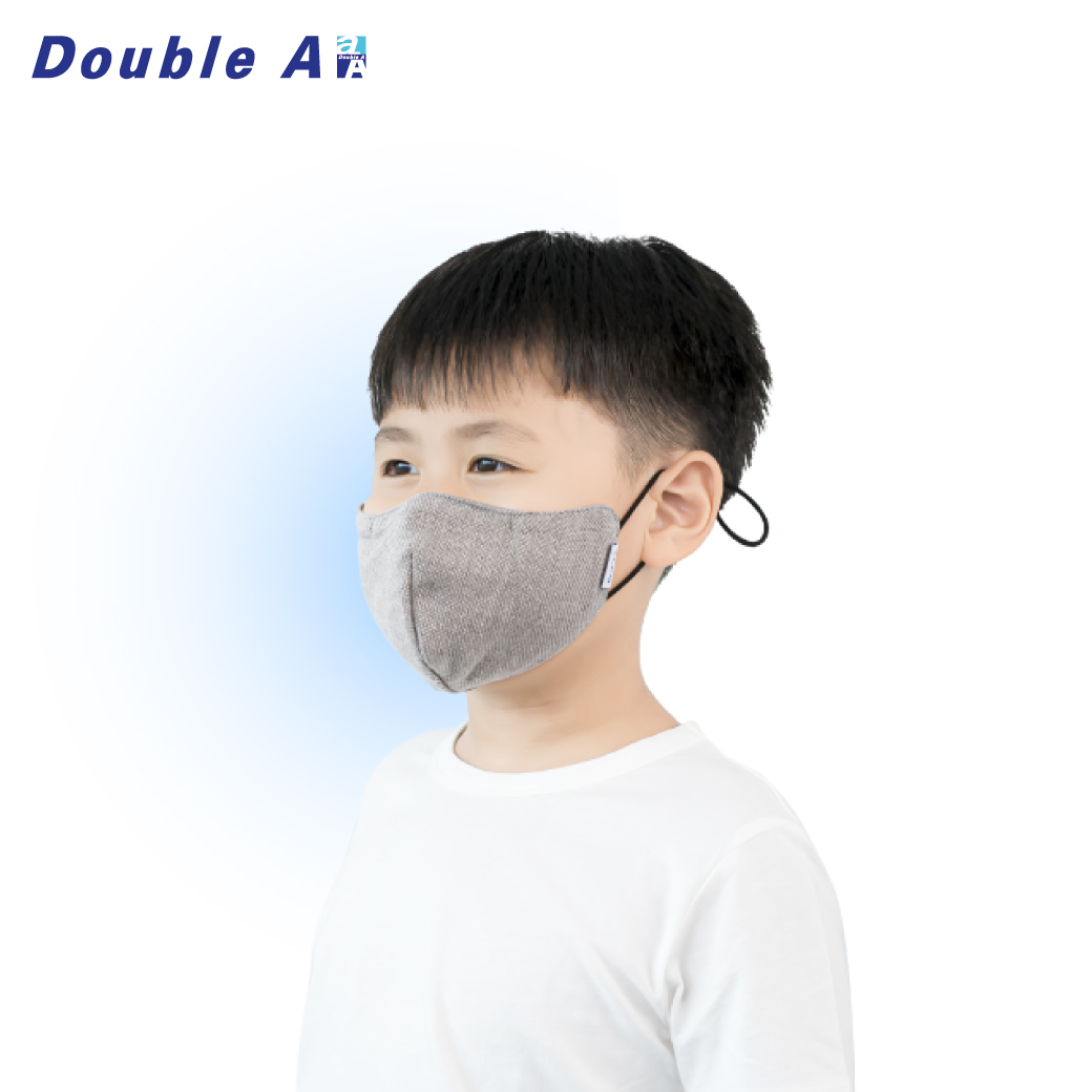 [หน้ากากผ้า สำหรับเด็ก สีเทา Gray] Double A Care Double Protection Mask ...