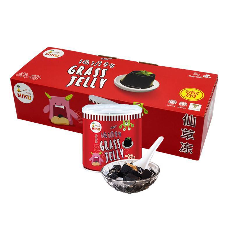 (หมดอายุปี2024) MIKU เฉาก๊วย GRASS JELLY 185g x 10 เฉาก๊วยพร้อมทาน Grass jelly - Merry.Packing ...