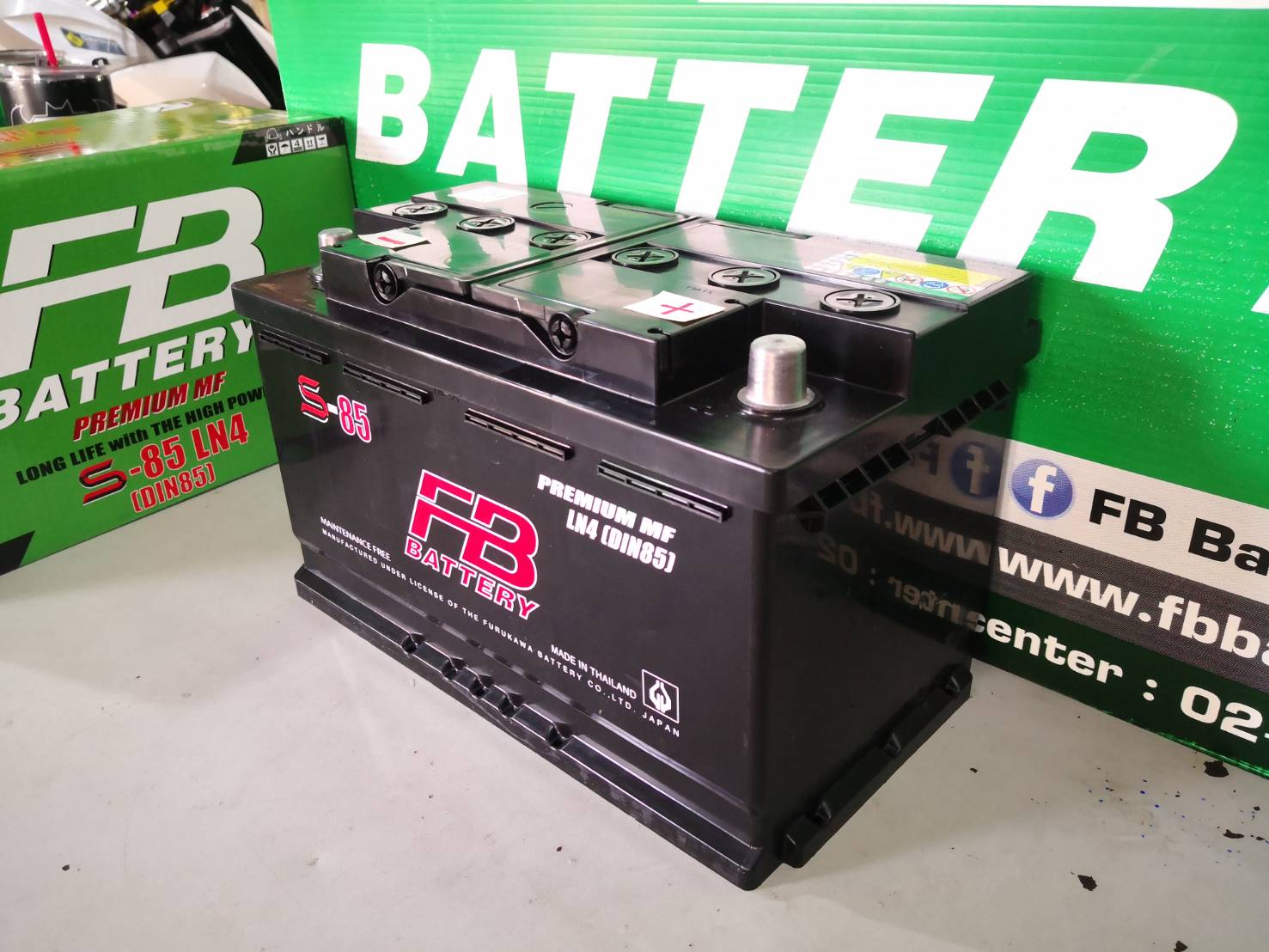 FB แบตเตอรี่ รถยนต์ REVO แบบขั้วต่ำ รุ่น S-85 DIN85 LN4 ขั้ว L ซ้าย ไฟ12V85A (790CCA) แกะกล่อง ...