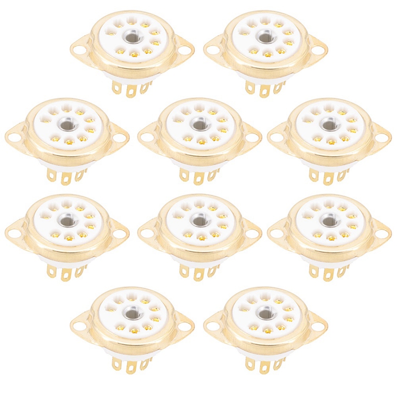 10PCS Ceramic B9A 9Pin Vacuum Tube Socket Panel Chassis Mount for ECC81 ...
