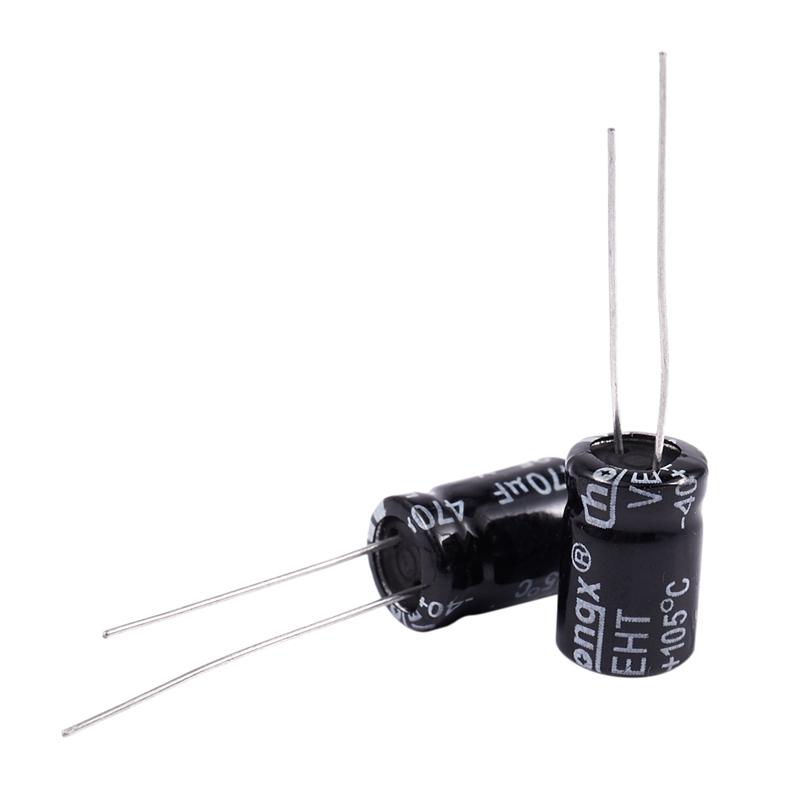 100 Pcs 8x12mm 470uF 25V Aluminum Electrolytic Capacitors - MEIYATE ...