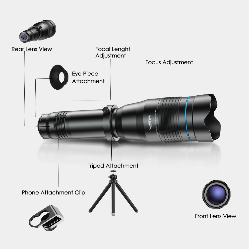 APEXEL Set ephoto Lens Series HD 28X 36X 60X Zoom Monocular Phone ...