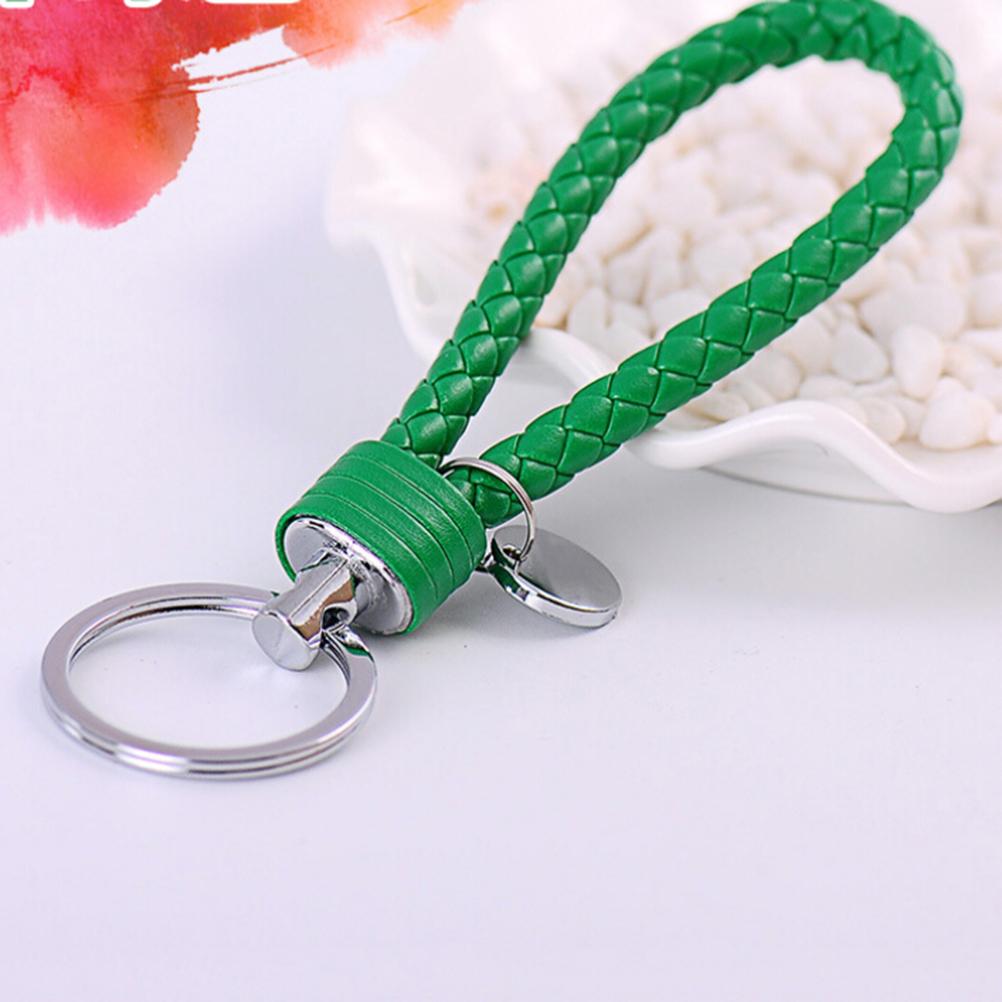Braided PU Leather Strap Keyring Keychain Car Key Chain Ring Key Fob SS ...