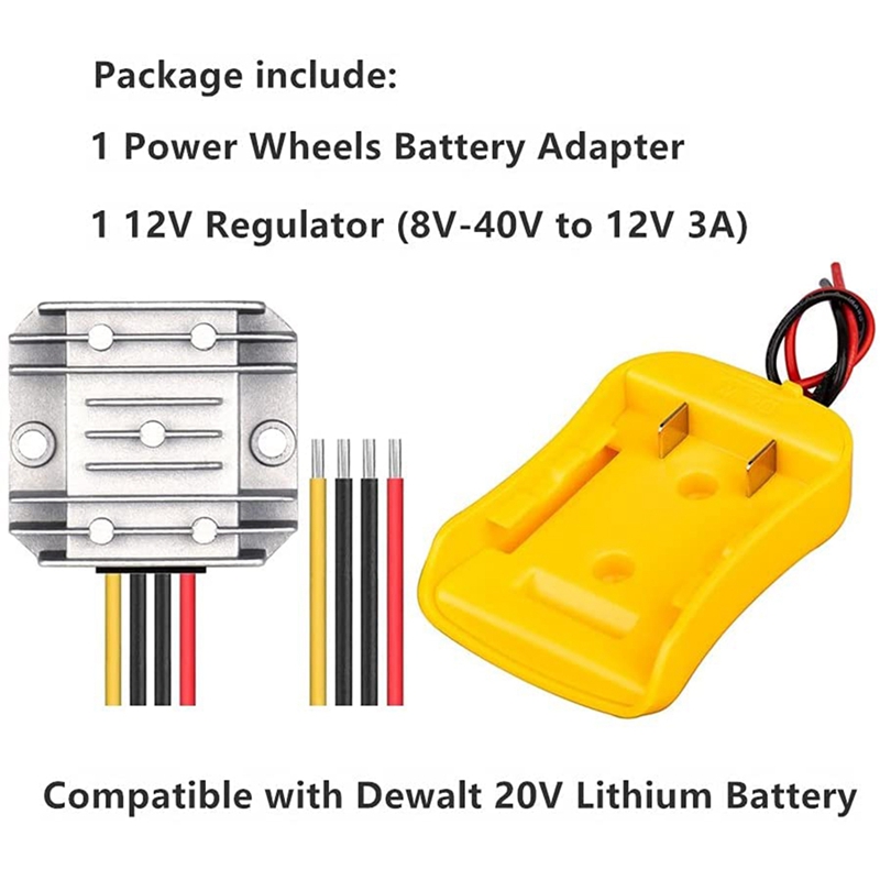 Power Wheels Adapter & Step Down DC Voltage Converter for DeWalt 20V to ...