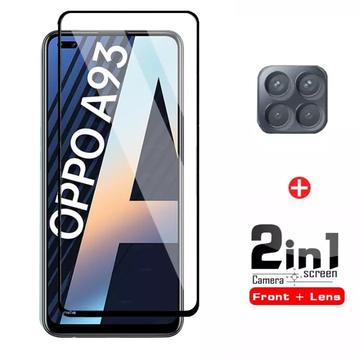 2in1 OPPO A93 ฟิล์มเลนส์กล้อง + ฟิล์มกระจกเต็มจอขอบดำ ฟิล์มกันกระแทก ...
