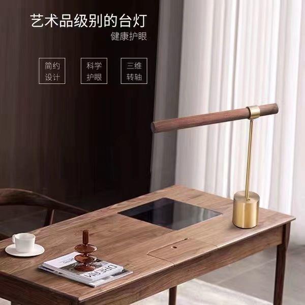 Italian designer wood desk lamp complex Nordic bronze contracted eye ...