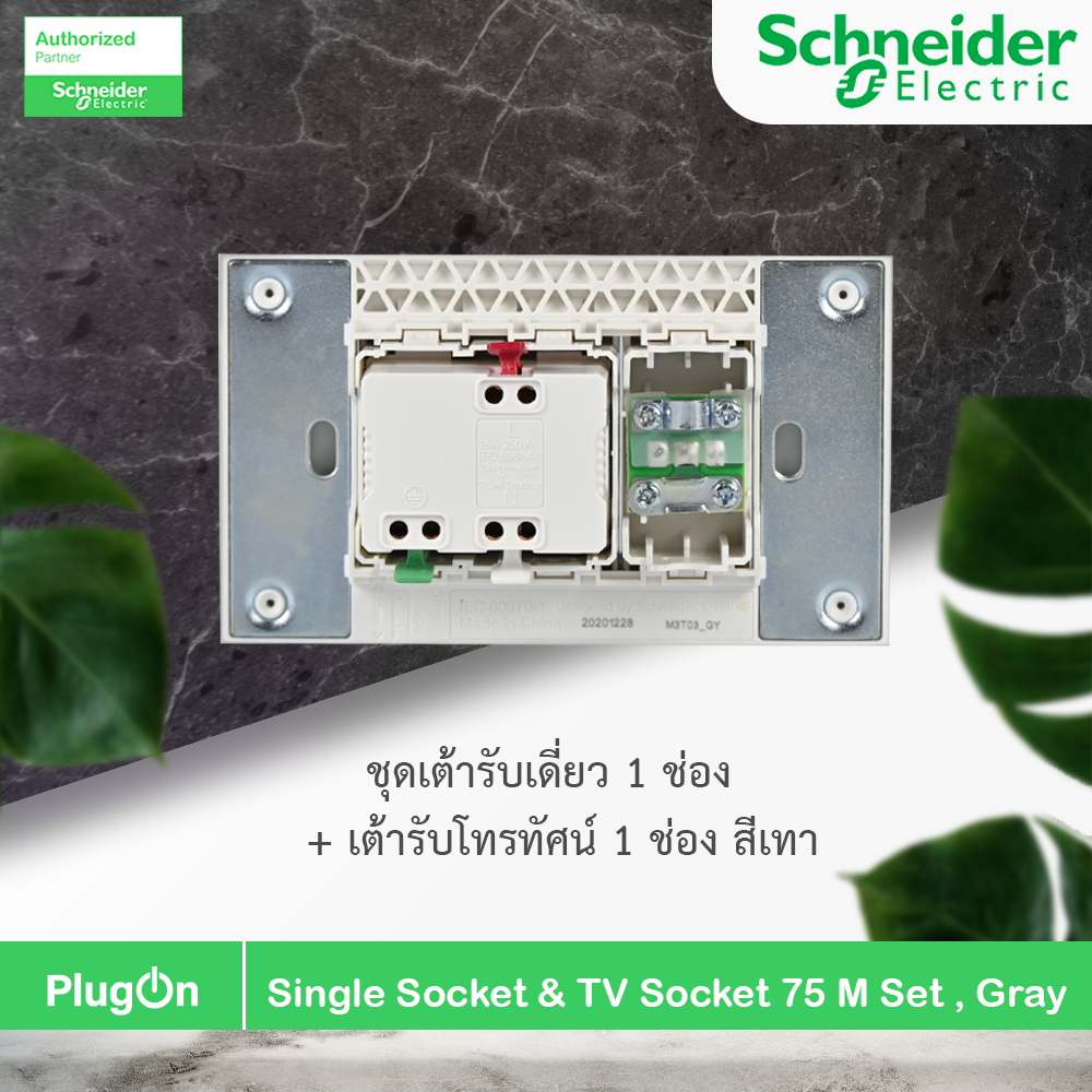 Schneider Electric ชุดเต้ารับเดี่ยว 2 ช่อง + เต้ารับโทรทัศน์ 1 ช่อง ...