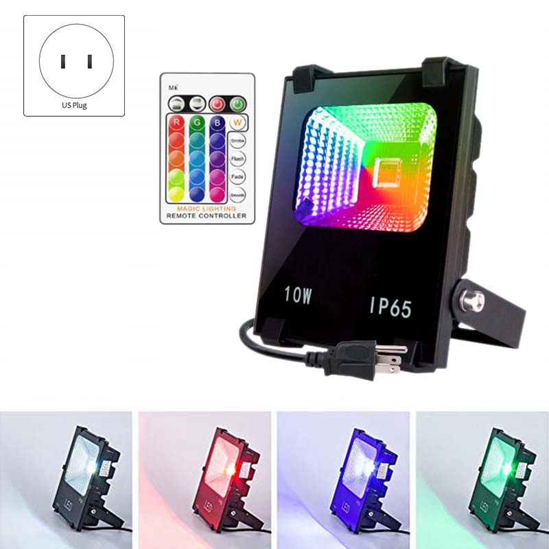 10W LED Flood Lights RGB Colorful Remote Control Spotlights IP66 ...