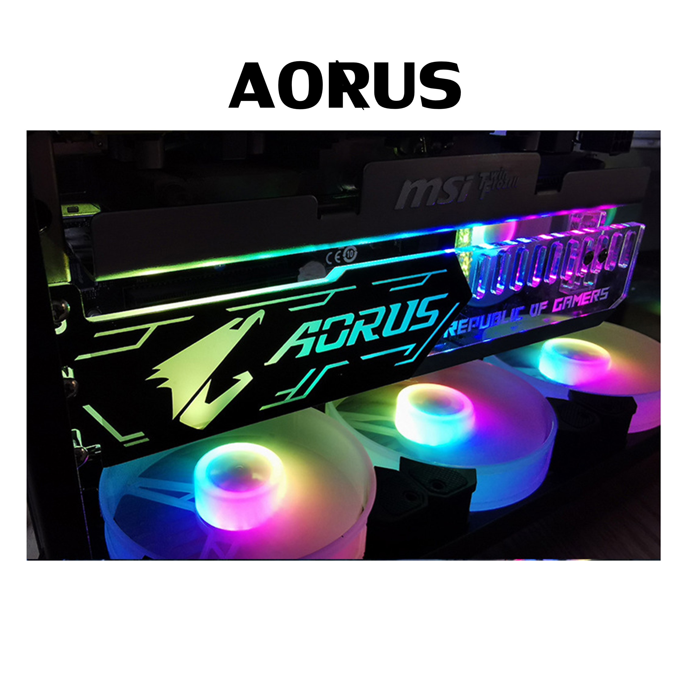 ค้ำการ์ดจอRGB AORUS, ROG 25CM หัว4Pin เสียบPSU ไฟเปลี่ยนสีออโต้ VGA ...
