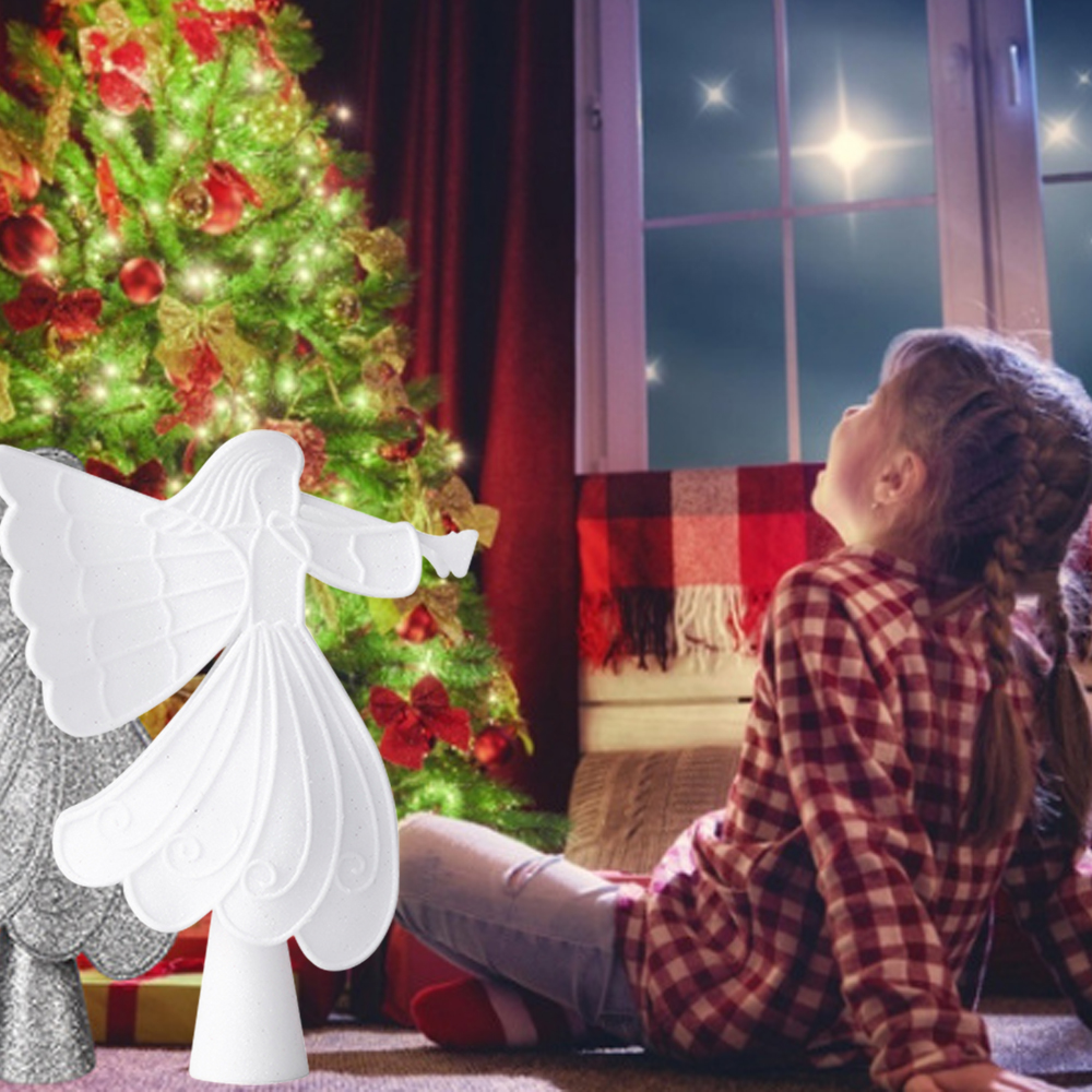 LED projection lamp angel tree top star 3D rotating snowstorm angel ...