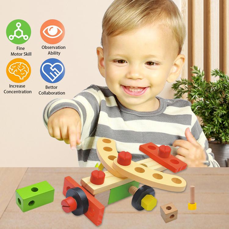 Screw Block Toy Toy Building Set for Toddlers Wooden Nuts Set Building ...
