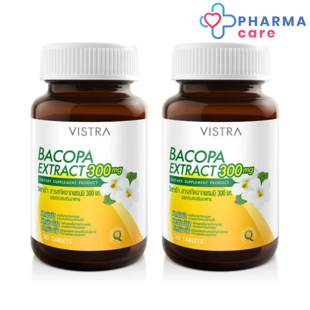 (แพคคู่) BACOPA 300 mg. - วิสทร้า สารสกัดบาโคปา 300 มก.(30เม็ด x 2ขวด) [Pharmacare] | Lazada.co.th