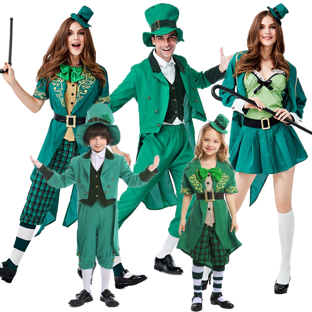Halloween Irish Leprechaun Family Cosplay Green Suit St.Patrick'S ...