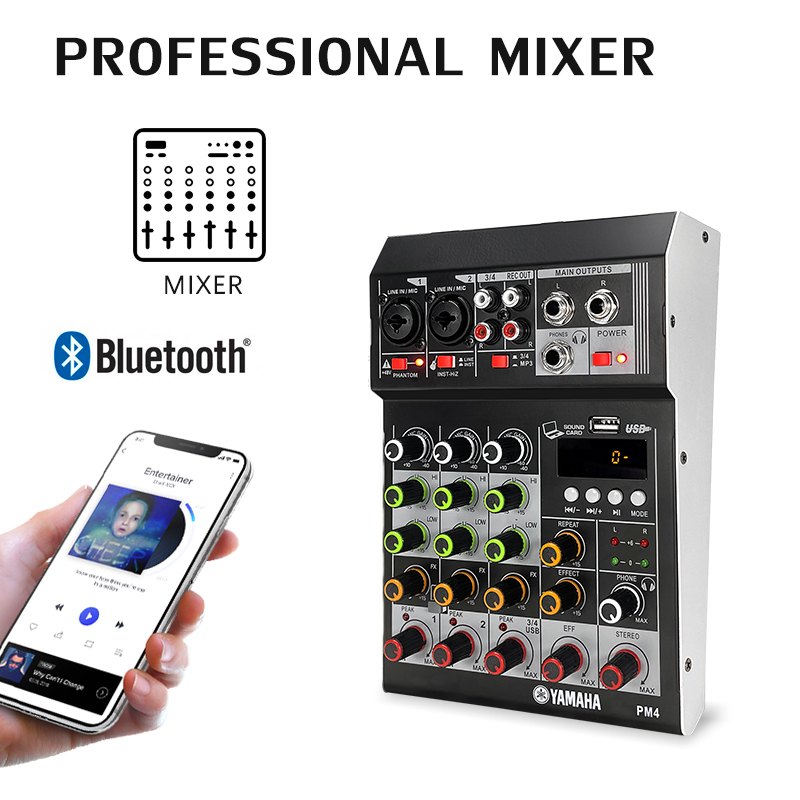 YAMAHA MIXER PM4 Audio Mixeเครื่องผสมเสียงr 4 ช่อง Mini Musical Mixer ...
