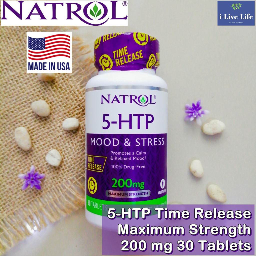 5-HTP Time Release Maximum Strength 200 mg 30 Tablets - Natrol #5 ...