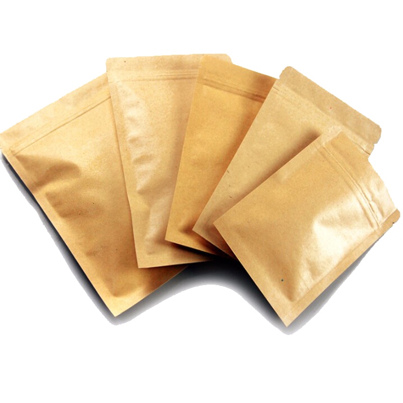 100Pcs Kraft Paper Doypack Zip Lock Pouch With Aluminum Foil Food Tea ...